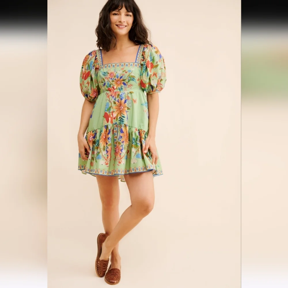 Green Bright Yard Mini Dress